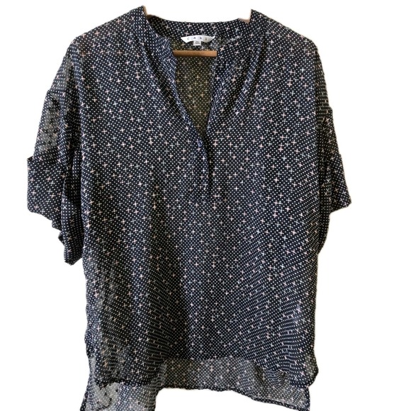 CAbi | Tops | Cabi Swiss Dot Semi Sheer Black Short Sleeve Blouse ...